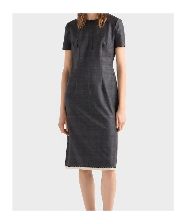 PRADA Prada Checked Wool Sheath Dress
